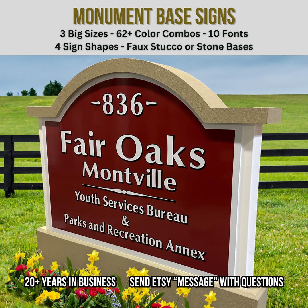 Monument Pedestal Sign: Custom Entrance Signage, Business or Community ...