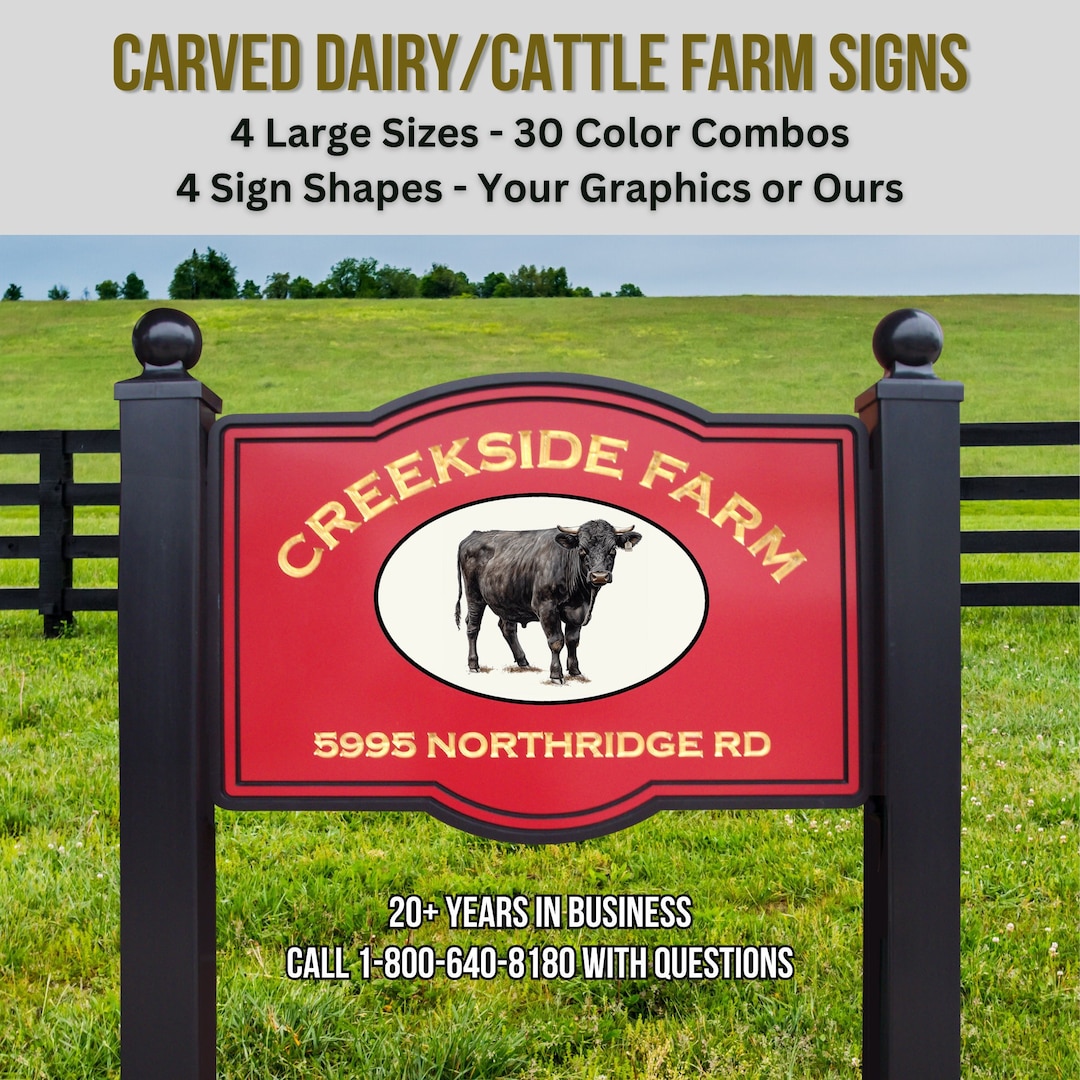Carved Dairy Cattle Farm Signs, Custom Farm Entrance Sign, Outdoor ...