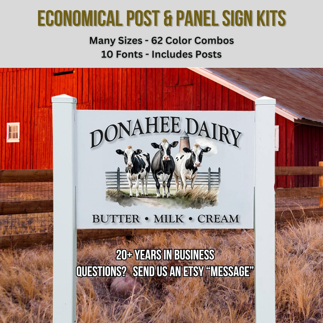 Dairy Farm Sign Kit: Custom Cattle Logo, Non-rusting, Includes Posts - Etsy