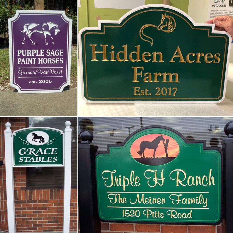 Custom Carved Farm Sign: Personalized Horse Ranch Entrance - Etsy