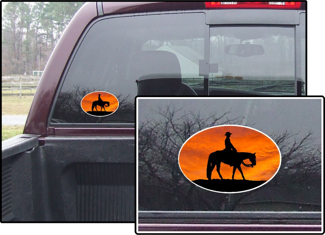 Colorful Quarter Horse Window Decals, Western Rider Horse Sticker, UV ...