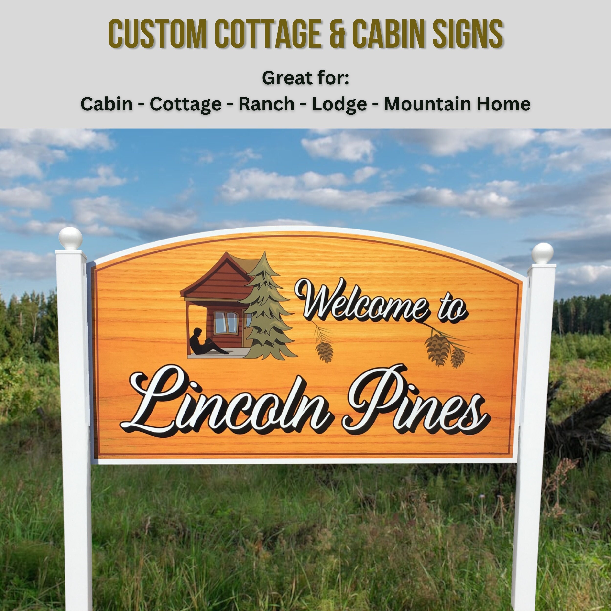 Personalized Log Cabin Sign: Custom Lodge Ranch Signage - Etsy