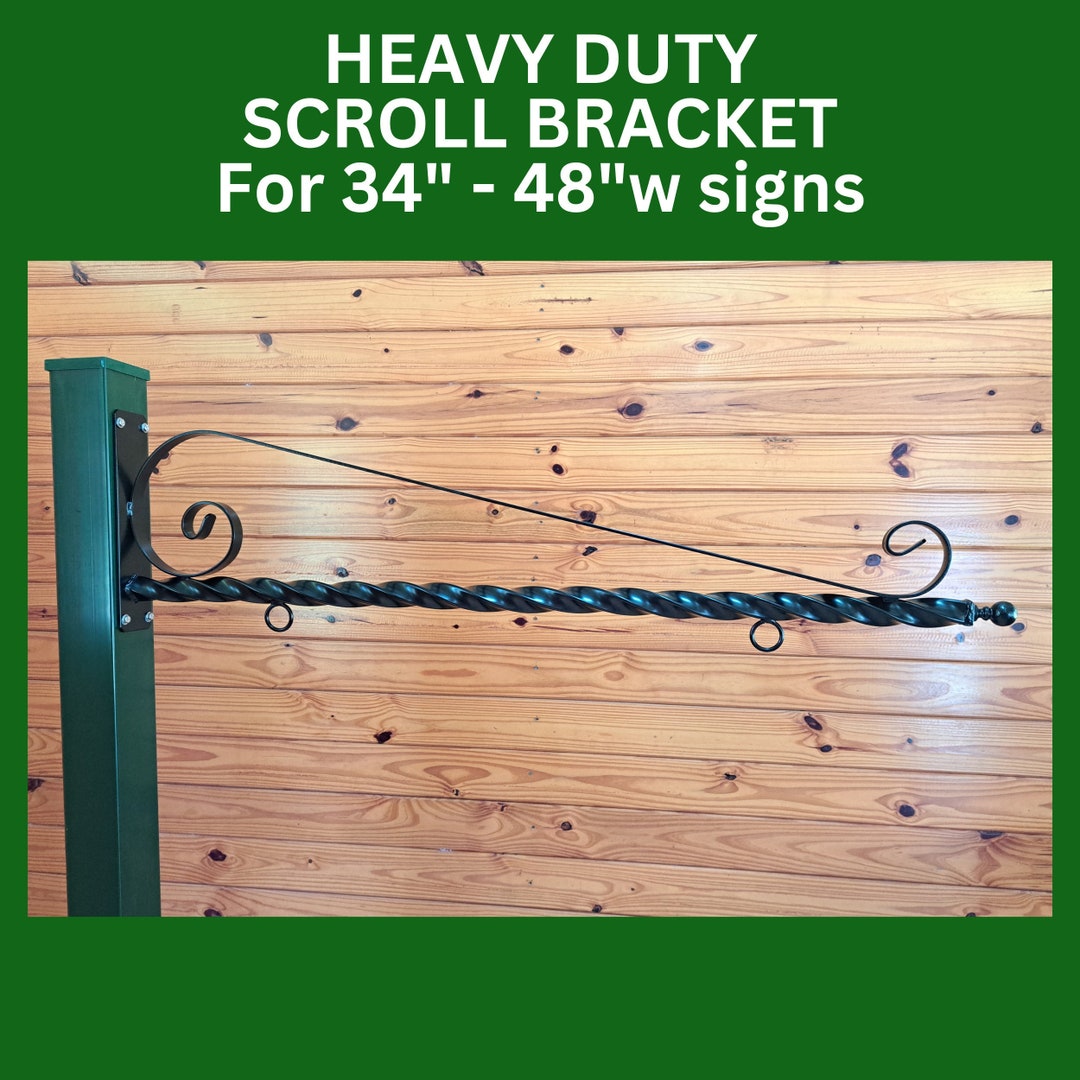 Scroll Bracket for 34"-48" Wide Sign, Hanging Bracket Steel Bracket for ...