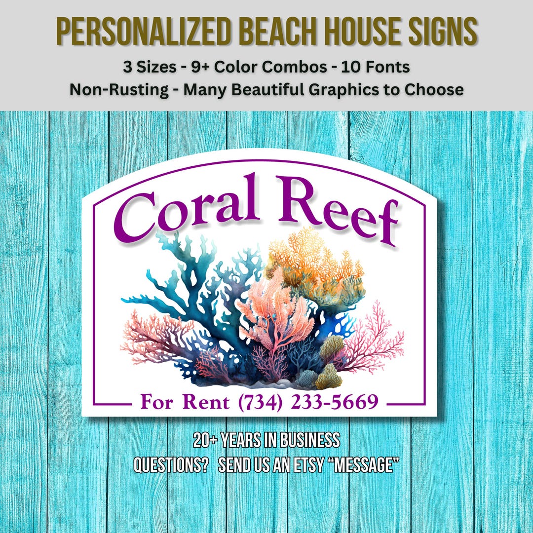 Personalized Beach House Welcome Sign: Watercolor Ocean Graphic, Non ...
