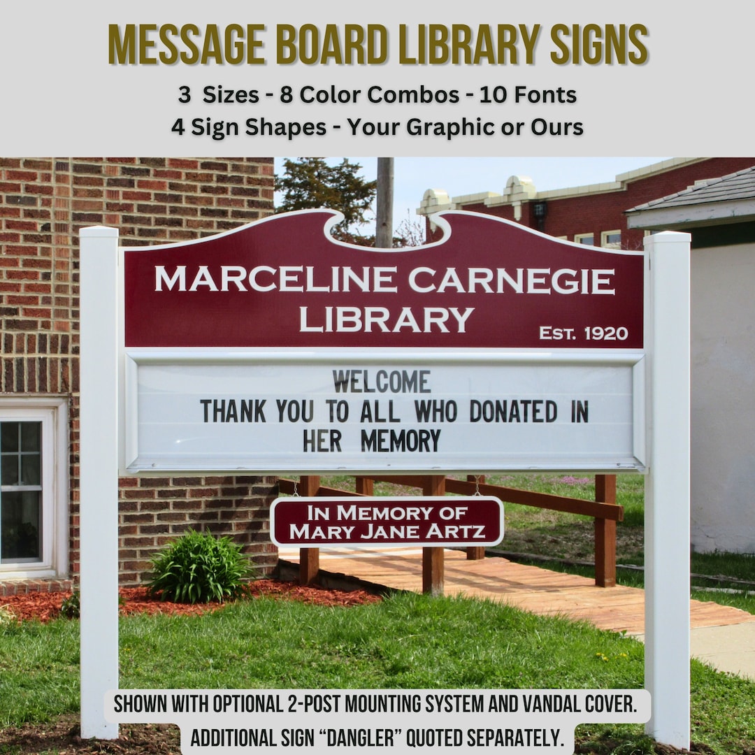 Large Library Message Board Signs - Custom Outdoor Library Welcome ...