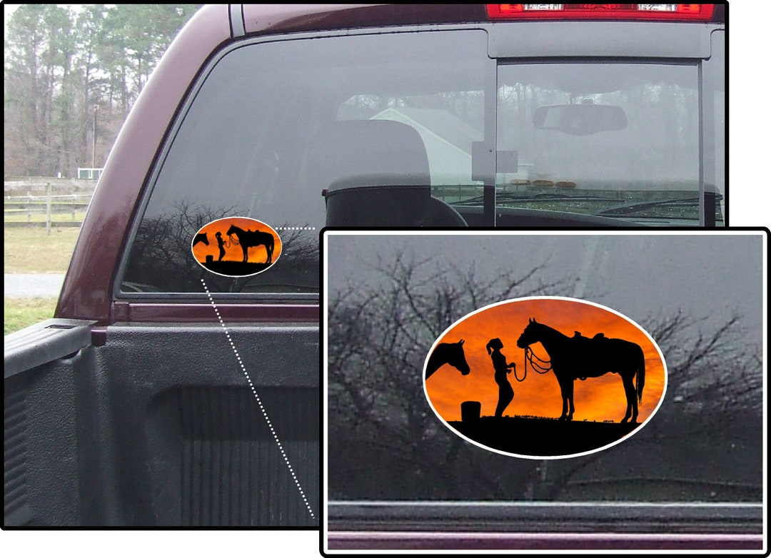 Western Horse Truck Decals, Horse Saddle Car Decal, Equine Truck Decal ...