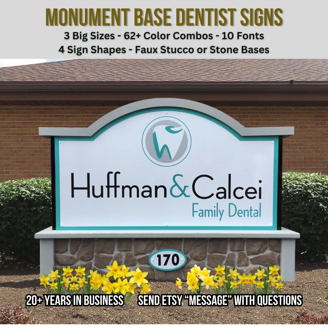 Custom Monument Sign: Business Entrance, Simulated Stucco or Stone Base ...