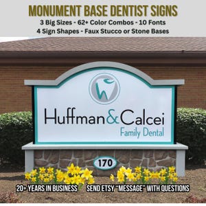 Custom Monument Sign: Business Entrance, Simulated Stucco or Stone Base ...