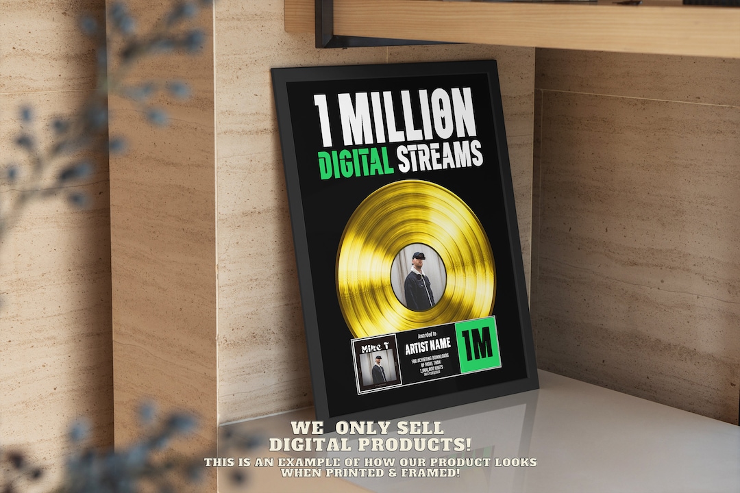 MUSIC STREAMING AWARD, Custom Vinyl Record, Award, Vinyl Record Plaque ...