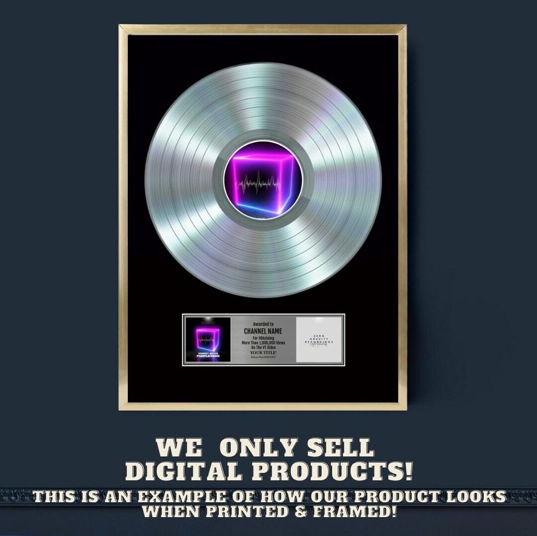 MUSIC STREAMING AWARD, Custom Vinyl Record, Award, Vinyl Record Plaque ...