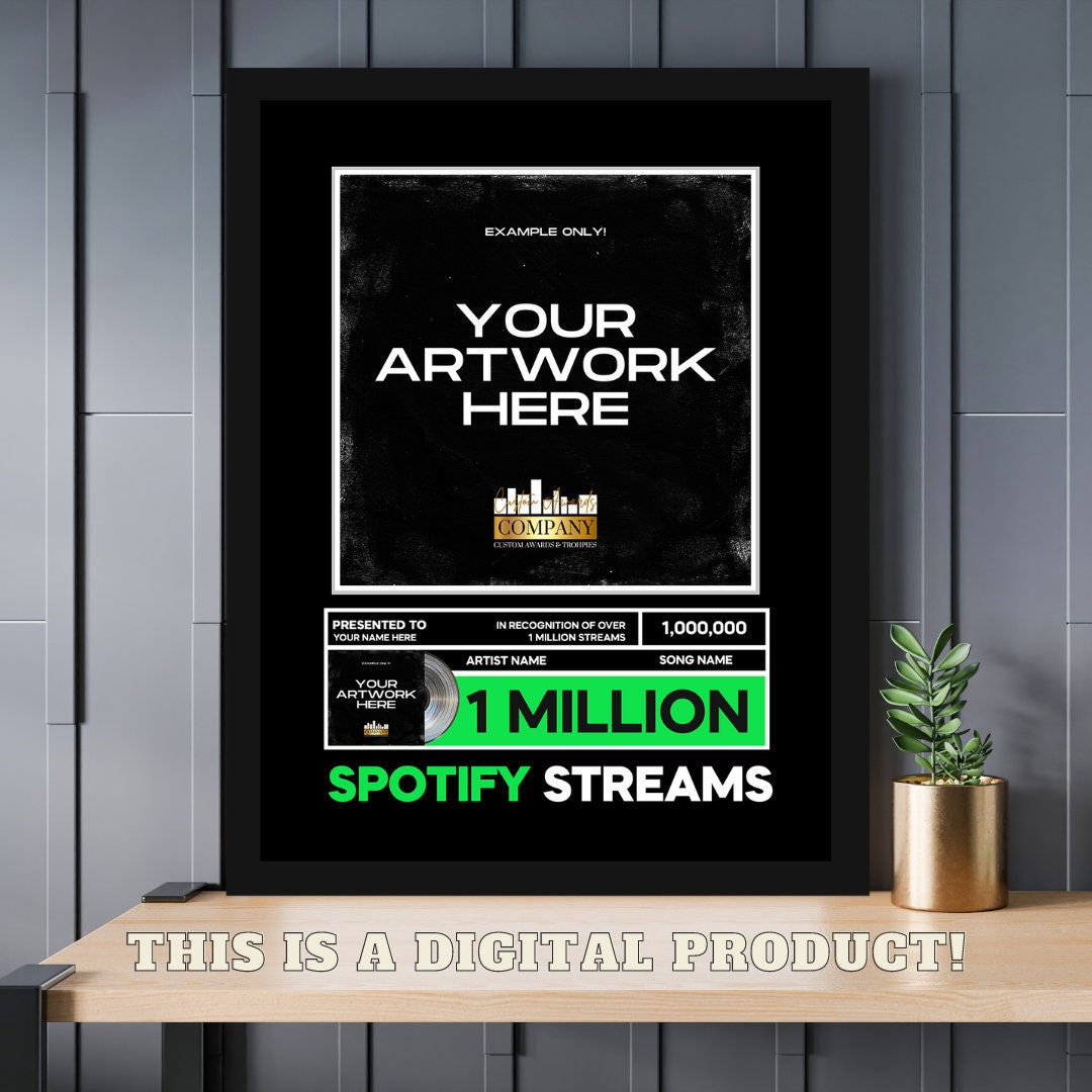 AWARD GIFT for Musicians, Custom Streaming Plaque, Record Award, Trophy ...