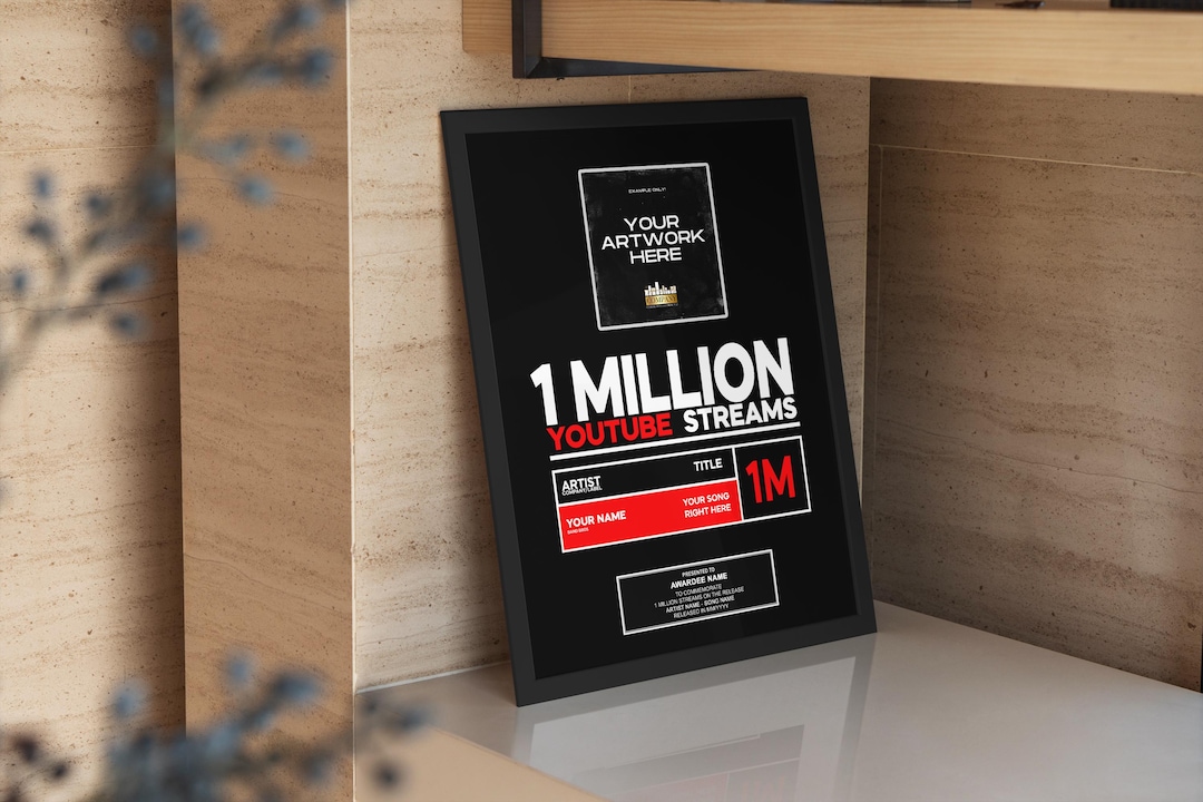 YOUTUBE STREAMING AWARD Design - Custom .jpg File in 30 X 40 Cm ...