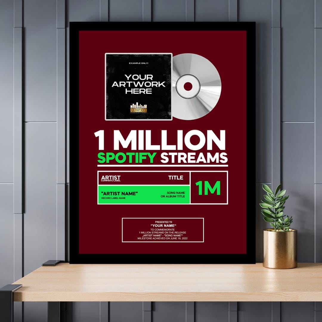 Spotify Achievement Award Personalized Plaque for Indie Artists ...