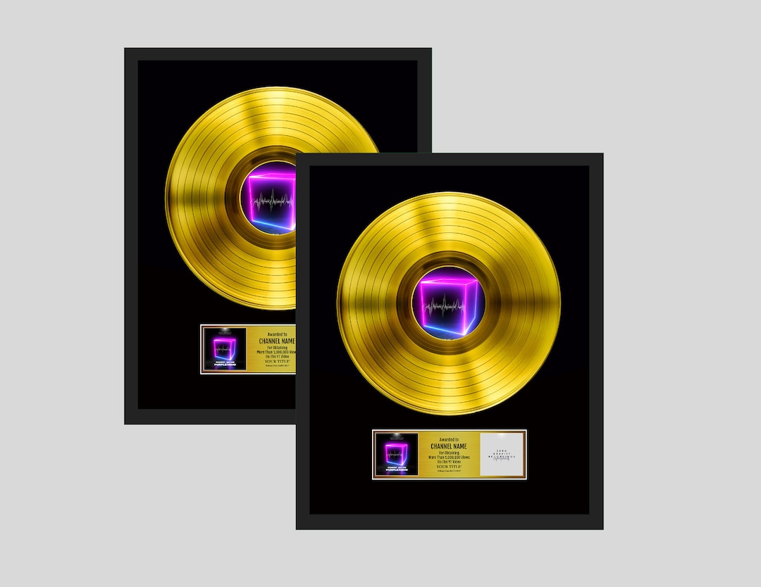 Music Record Award Plaque Custom Design With Gold Vinyl Print in ...