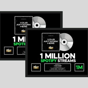 MUSIC STREAMING AWARD for Spotify, Custom Vinyl Record, Vinyl Record ...