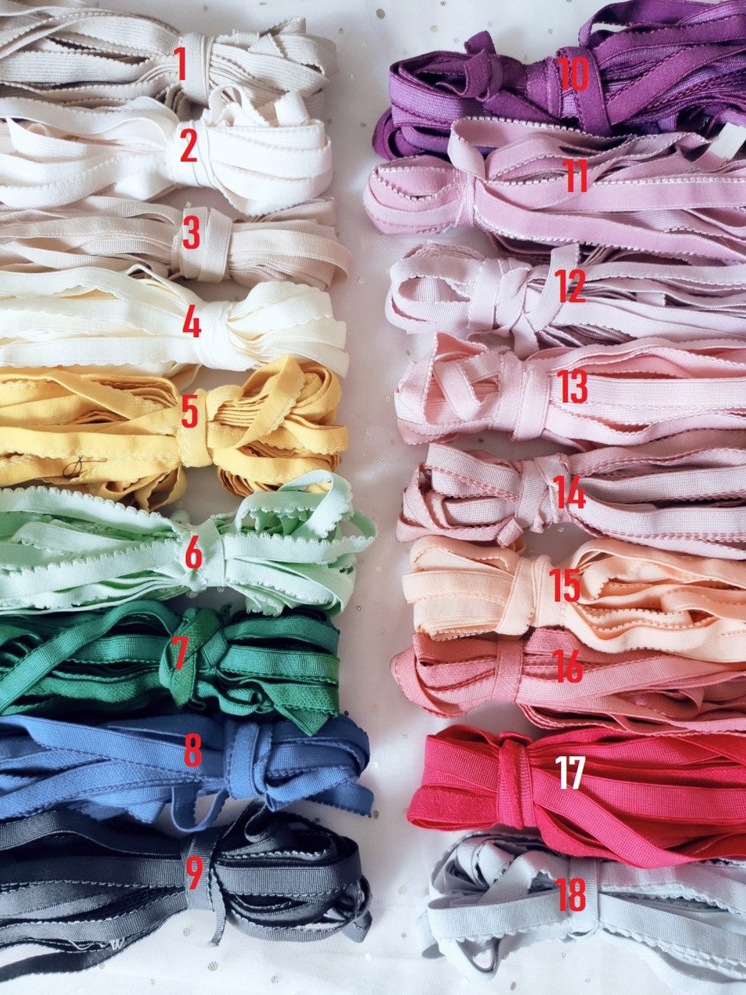 30 Meters Picot Elastic Width 1cm 20 Colors for Bramaking /picot ...