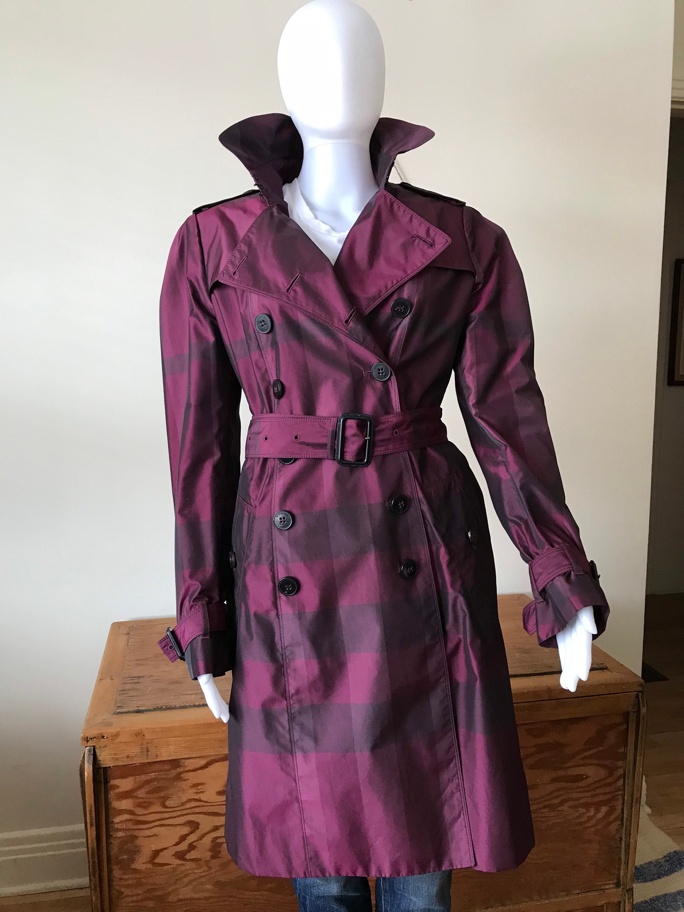 Perfect plum Burberry Prorsum trench coat. Womens size 10 | Etsy
