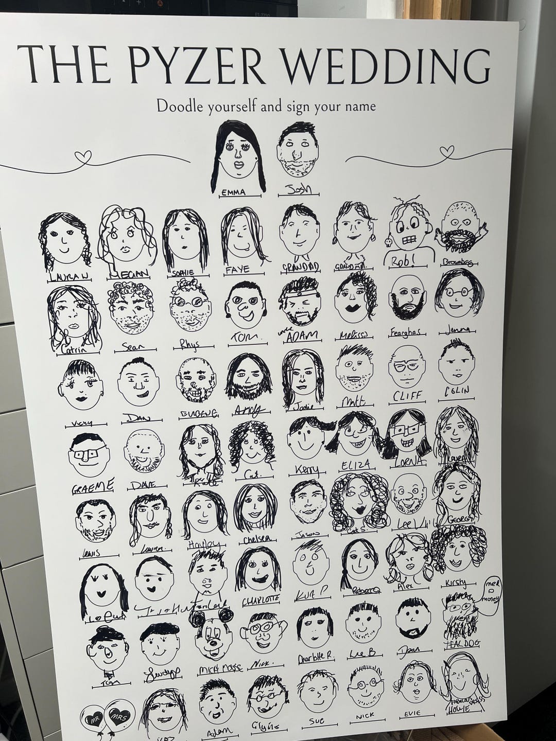 Wedding Guest Doodle Chart Canva Template: Fun Guestbook Alternative ...