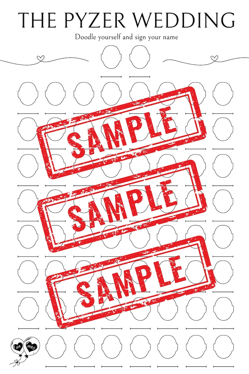 Wedding Guest Doodle Chart Canva Template: Fun Guestbook Alternative ...