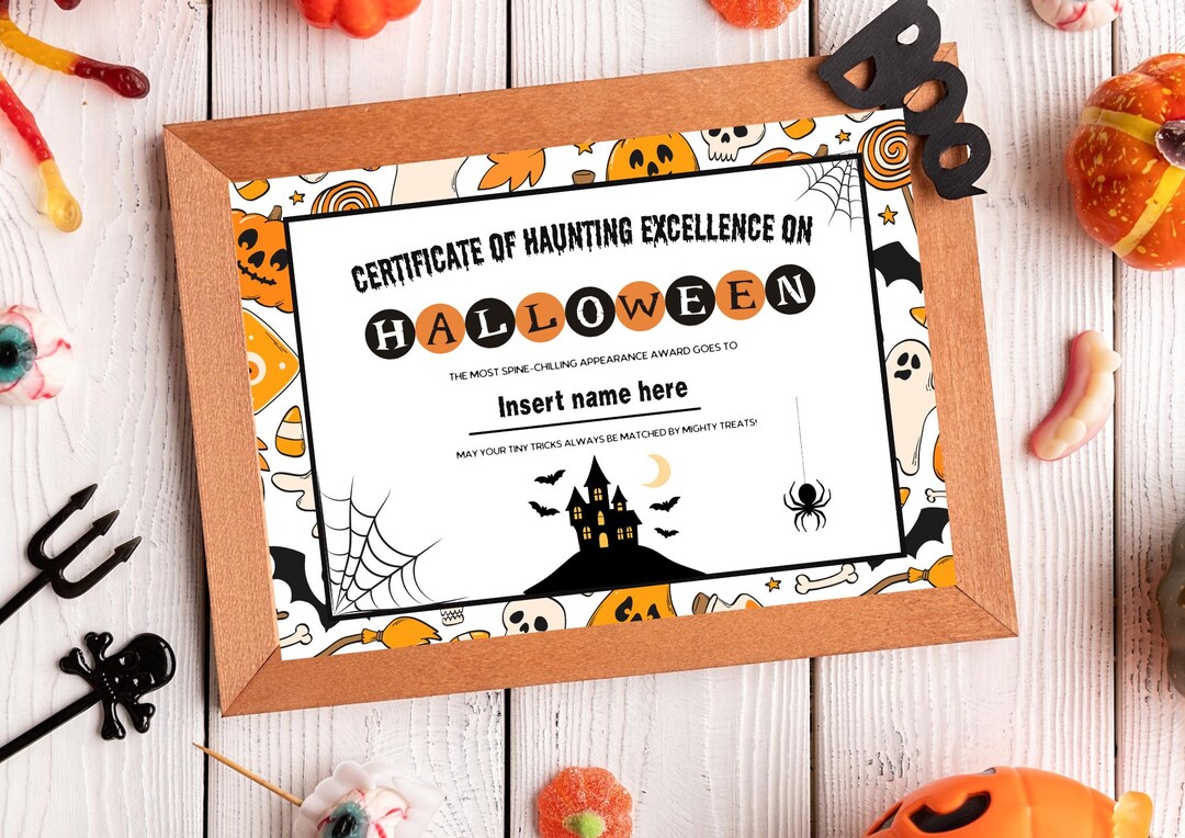 Certificate of Haunting Excellence | Halloween Award | Digital A4 ...