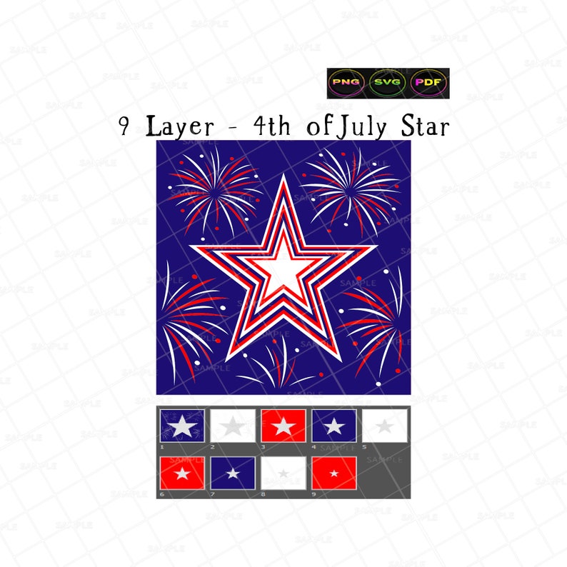Layered Star SVG-PNG-PDF - Fourth of July - Independence Day - Cricut ...
