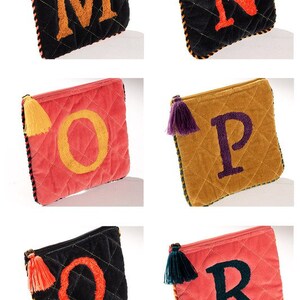 Hand Embroidered Initial Velveteen Pouch Letter Pouch Gifts Under 30 ...