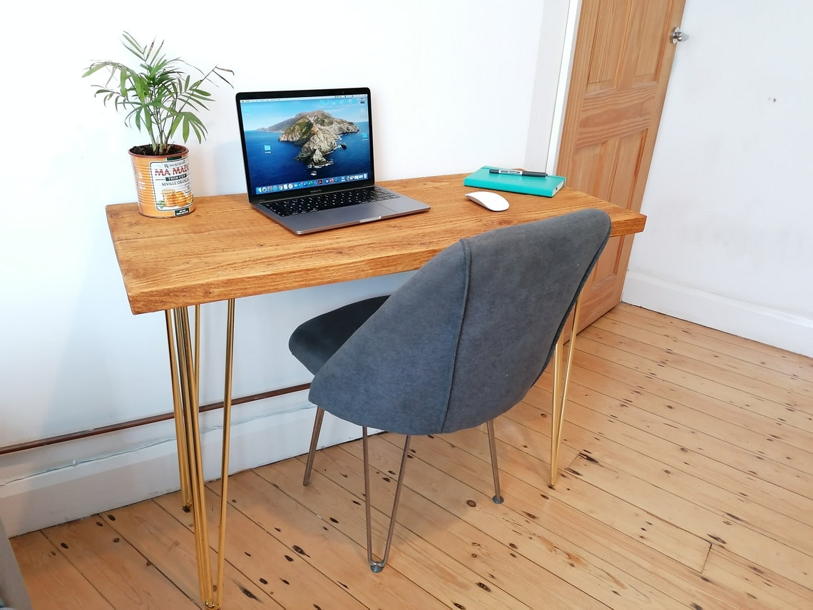 Reclaimed Wood Desk - Hairpin Legs | Solid Wooden Desks | Rustic Home ...
