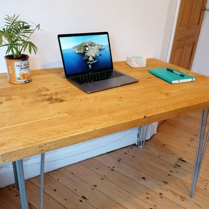 Reclaimed Wood Desk - Hairpin Legs | Solid Wooden Desks | Rustic Home ...