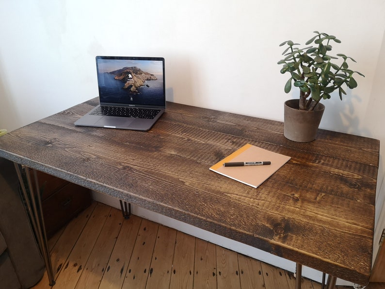 Reclaimed Wood Desk - Hairpin Legs | Solid Wooden Desks | Rustic Home ...