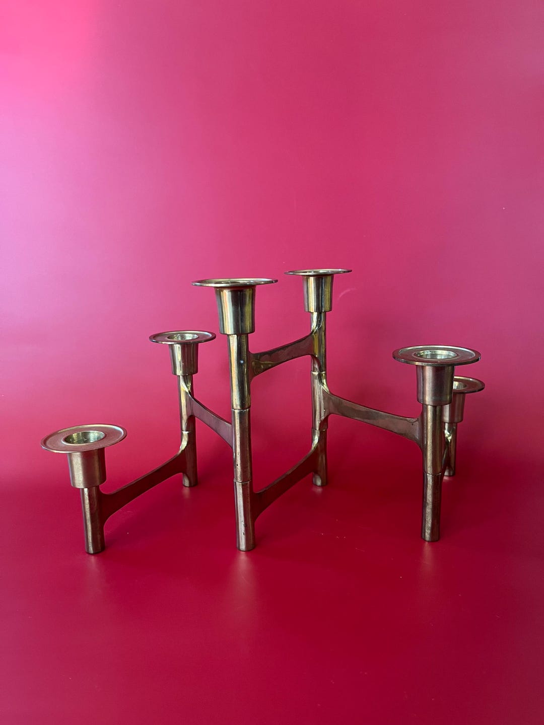 Mid-century Modern Brass Foldable Candlestick Holder, Articulating ...