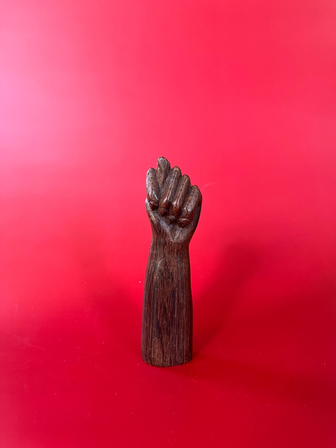 Midcentury Modern Wooden Carved Mano Fico Fist Sculpture, Wood ...