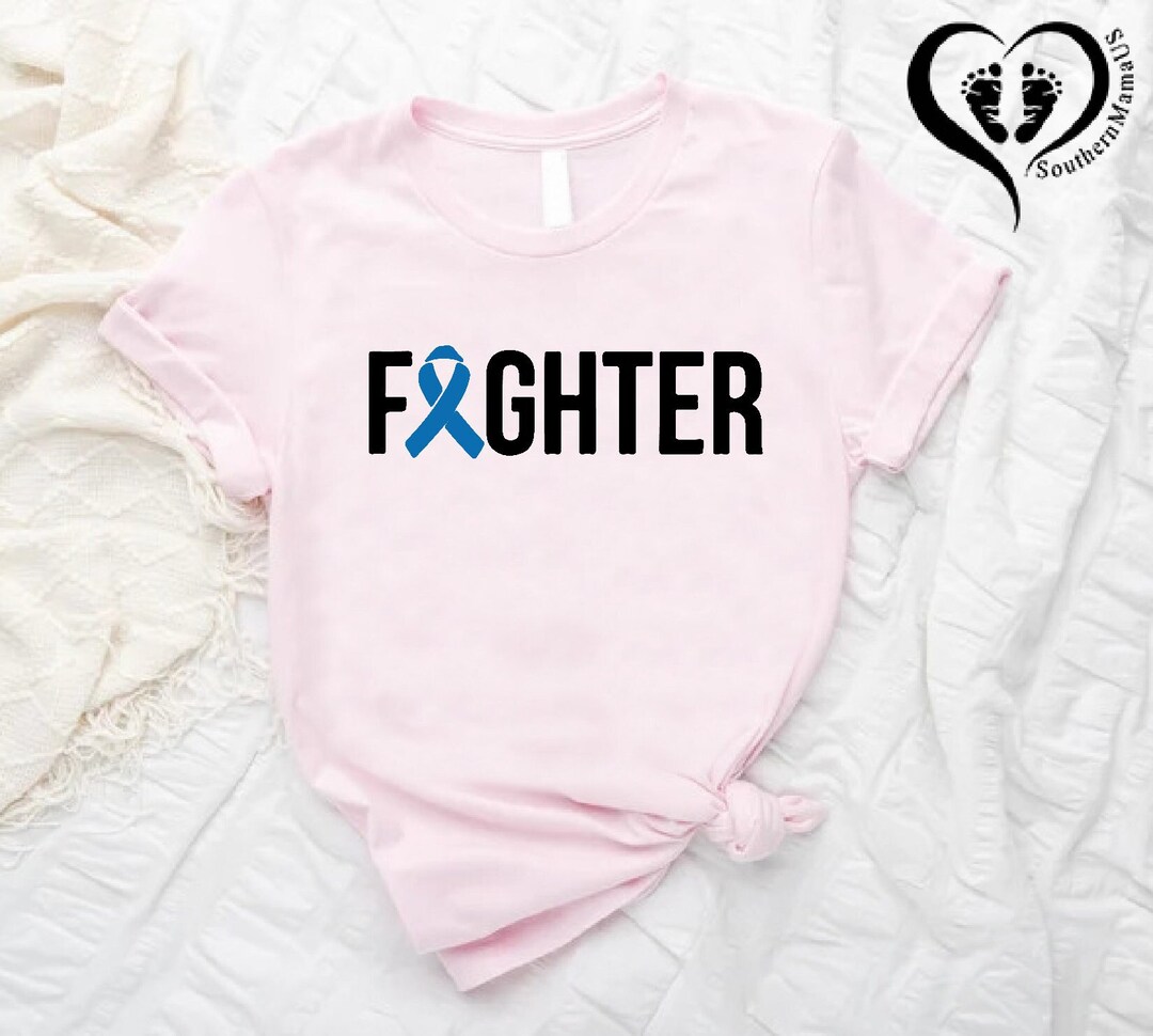 Colon Cancer Fighter Shirt,colon Cancer Awareness Shirt,blue Ribbon ...