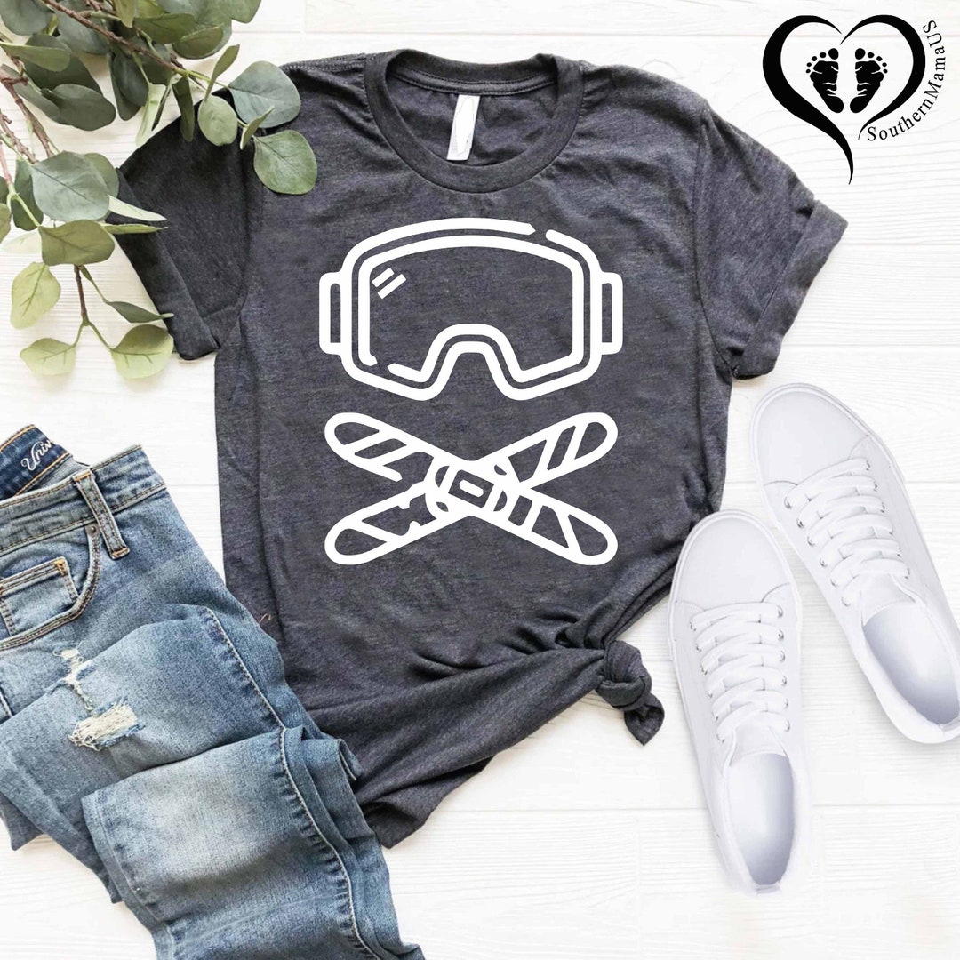 Cute Skiing Shirt,ski Googles and Cross Bones Shirt,winter Sport Shirt ...