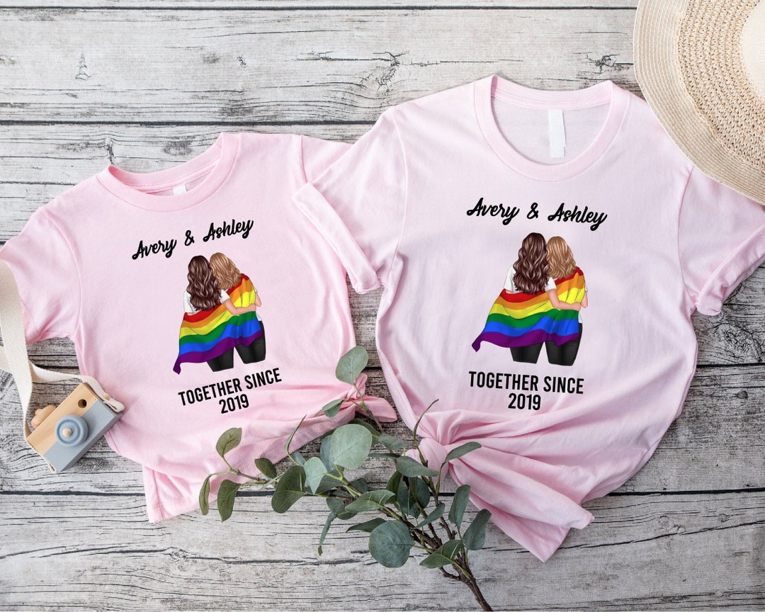Personalized Lesbian T-shirt,lgbt Couples Together Since Shirt,custom ...