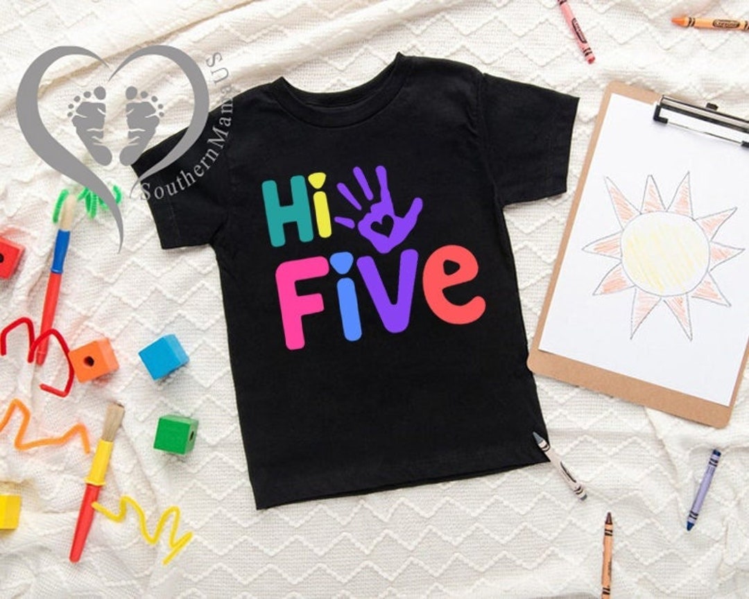 Hi Five Shirt for Toddler, High 5 Kids Shirt, 5th Birthday Shirt, Black ...