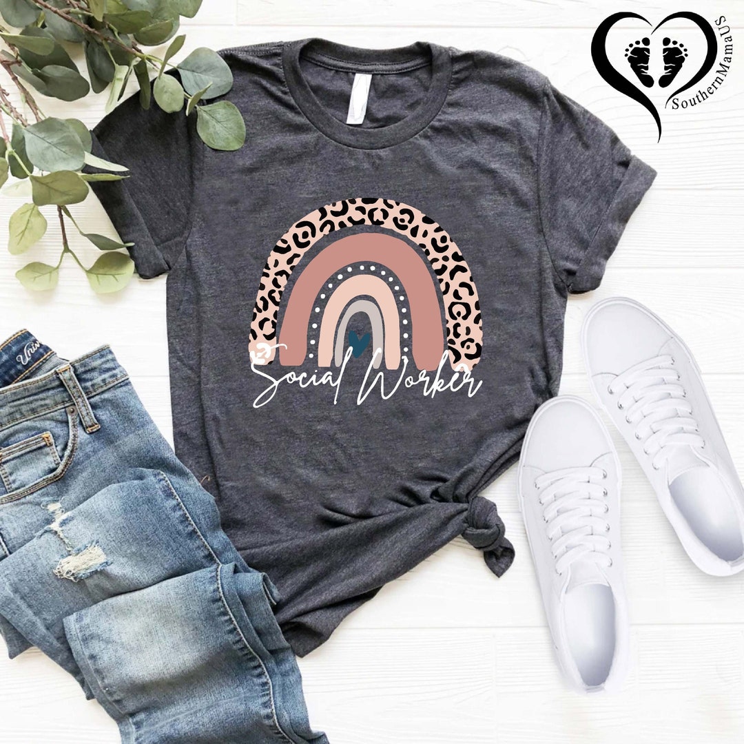 Boho Rainbow Social Worker Shirt, Funny Tee, Cute Graphic Shirts, Gift ...