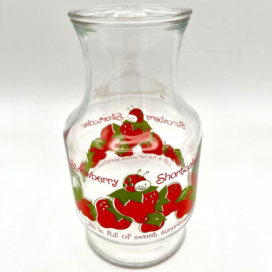 Strawberry Shortcake Glass Pitcher Vintage 80s Retro Kitchen American ...