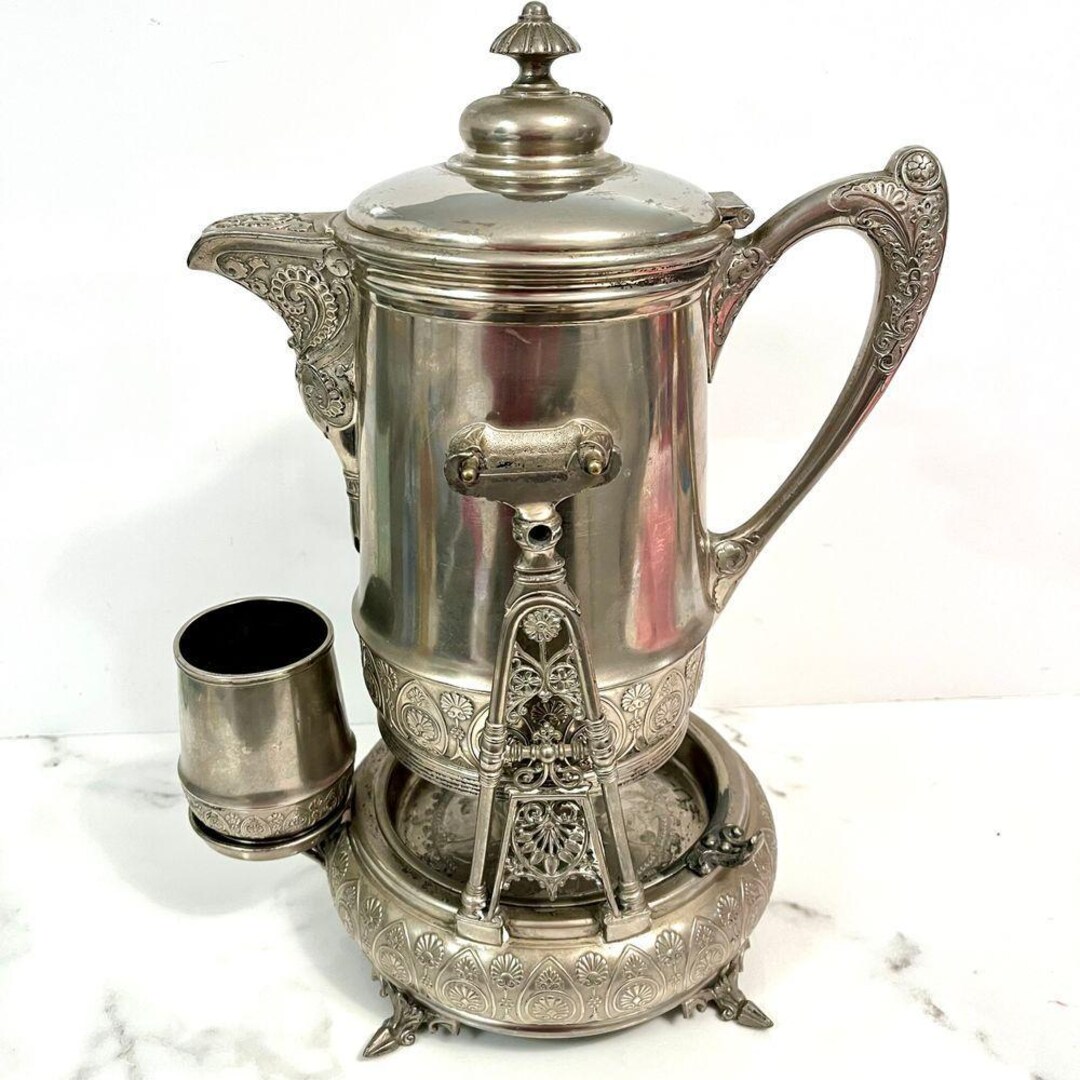 Vintage Victorian Style Tilting Water Pitcher Ornate Stand Warming Base ...