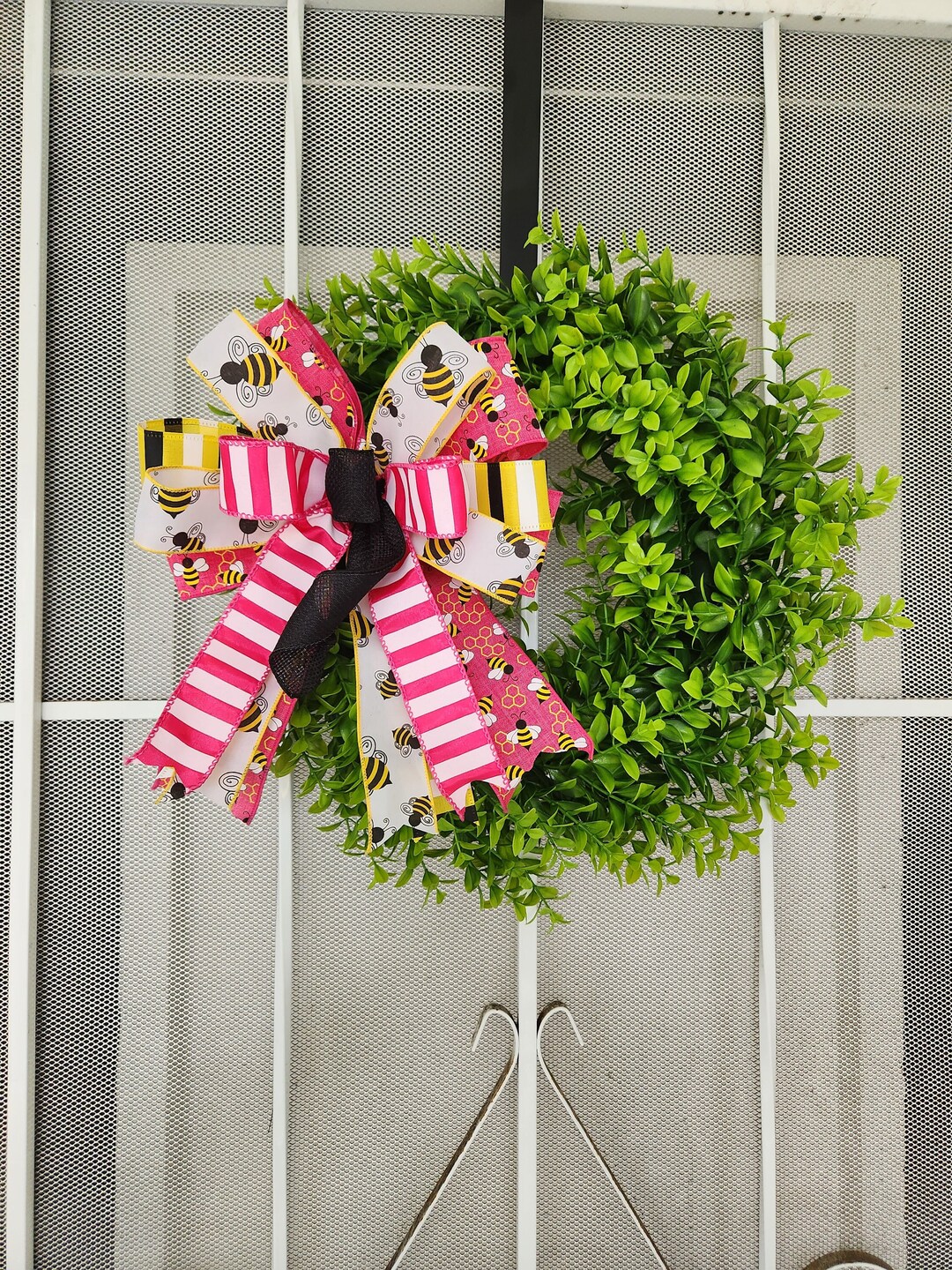 Pink and Yellow Bumble Bee Bow Bumble Bee Decoration Summer Bows Bumble ...