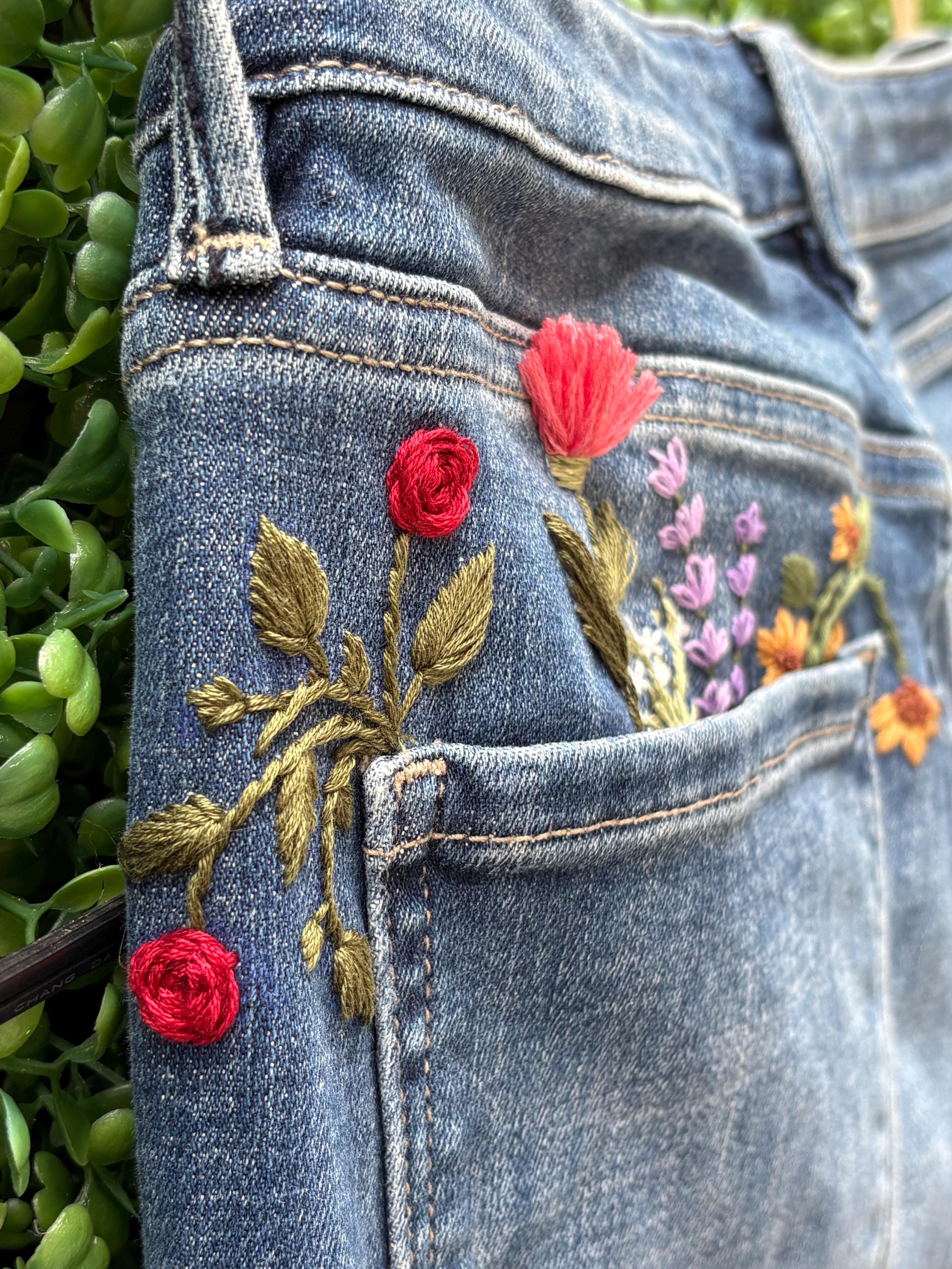 Custom Hand-embroidered Denim: Personalized Jackets, Jeans & Bags - Etsy