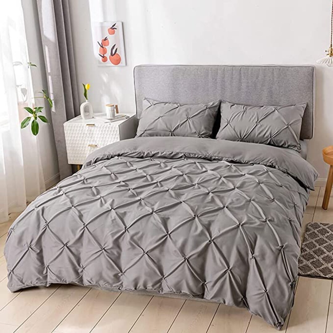 Apexglobal Pinch Pleated Duvet Cover 3 Piece, Ultra-soft Bedding Set ...