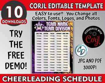 Cheer Game Schedule - Etsy
