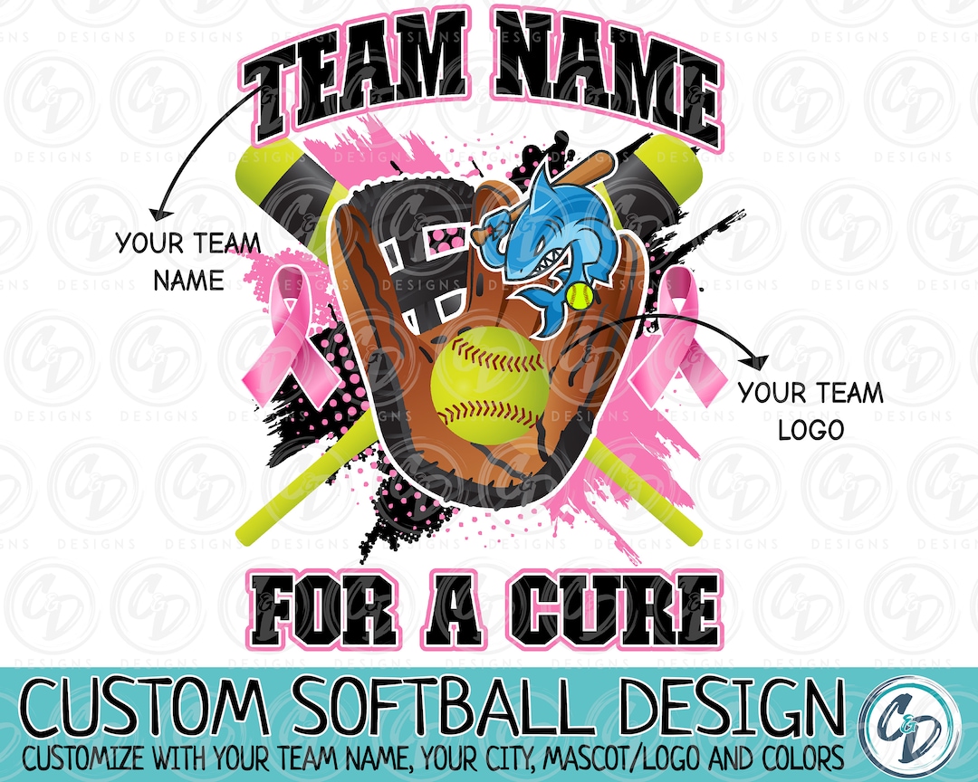 Custom Softball Png Custom Breast Cancer Awareness Softball - Etsy