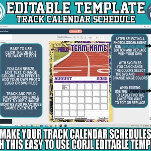 EDITABLE and PRINTABLE Track Calendar Schedule Template Track - Etsy