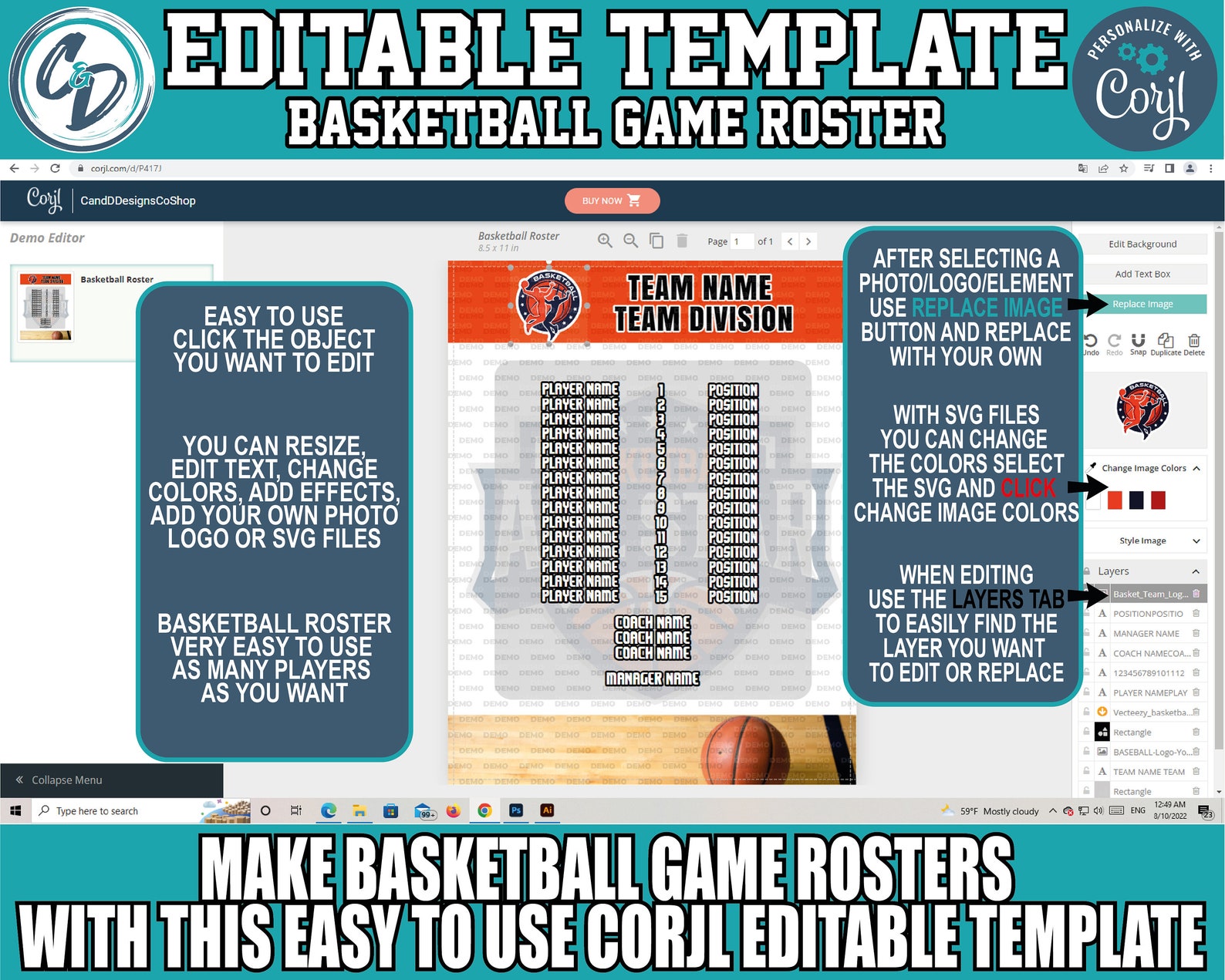EDITABLE and PRINTABLE Basketball Roster Sheet Template - Etsy