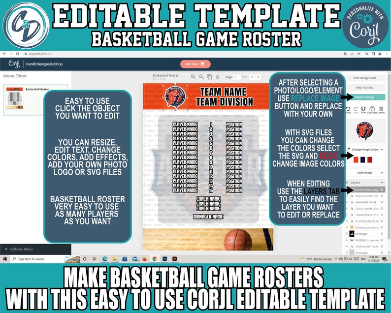 EDITABLE and PRINTABLE Basketball Roster Sheet Template - Etsy
