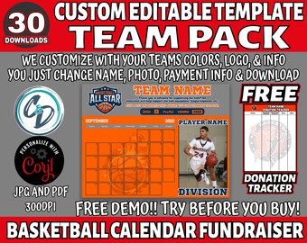 Editable Basketball Calendar - Etsy