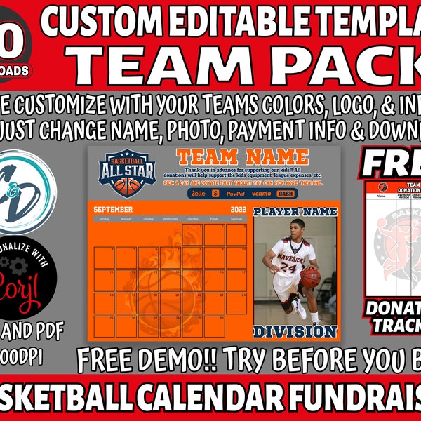 Customize Basketball Fundraiser Calendar - Etsy