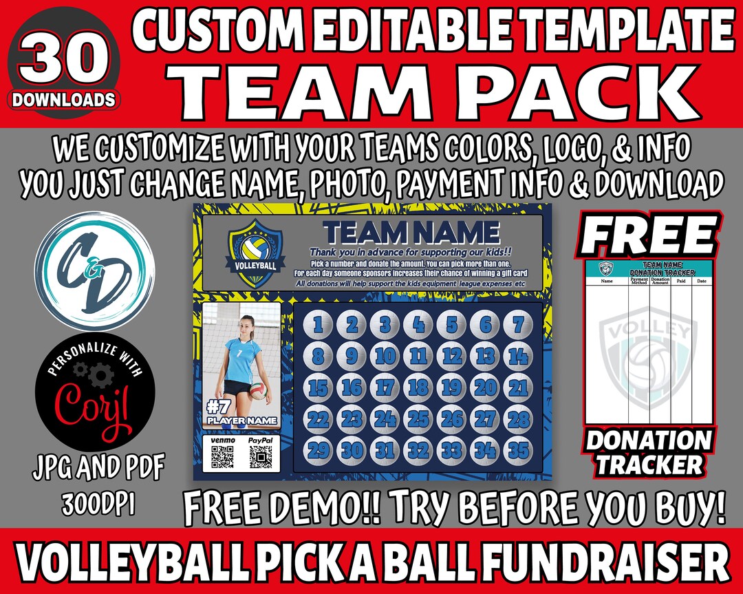 EDITABLE and PRINTABLE Volleyball Calendar Fundraiser - Etsy Canada