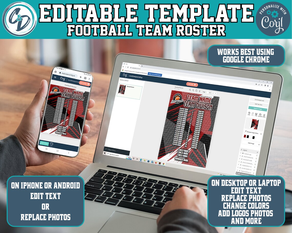 EDITABLE and PRINTABLE Football Roster Sheet Template Custom - Etsy